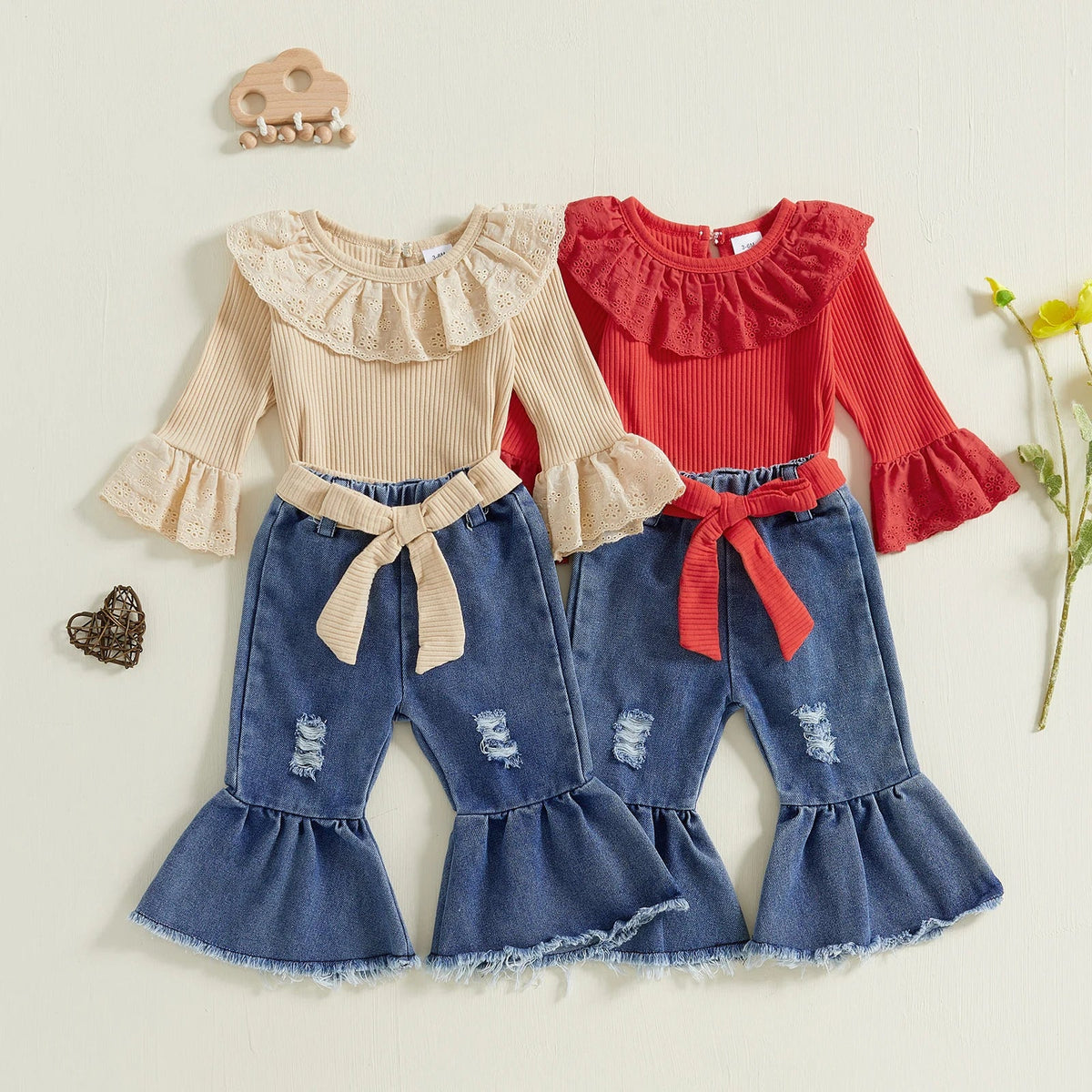 Lace Mika Bell Bottoms Outfit for Baby & Toddler Girls – Bitsy Bug Boutique