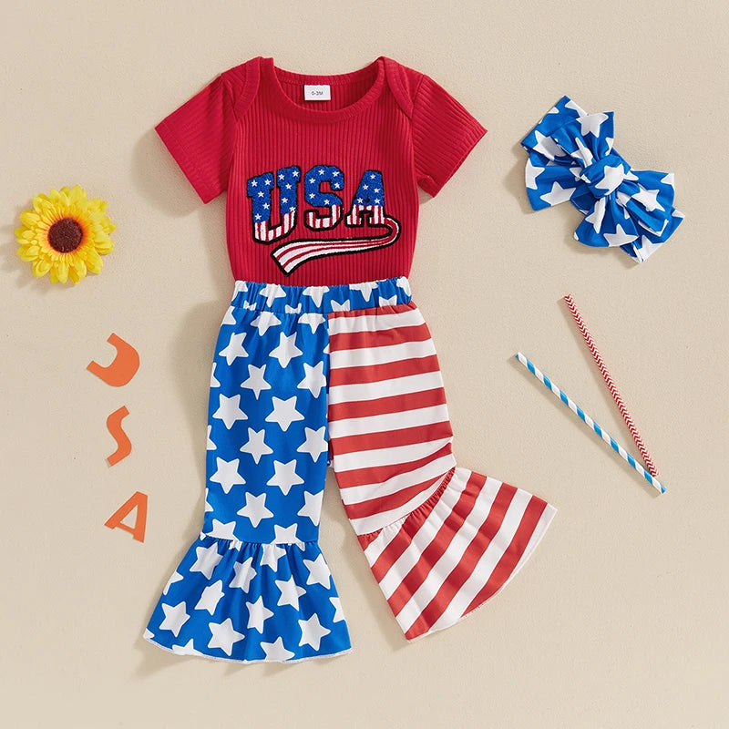 USA Bell Bottoms Outfit & Bow for Baby & Toddler Girls – Bitsy Bug Boutique