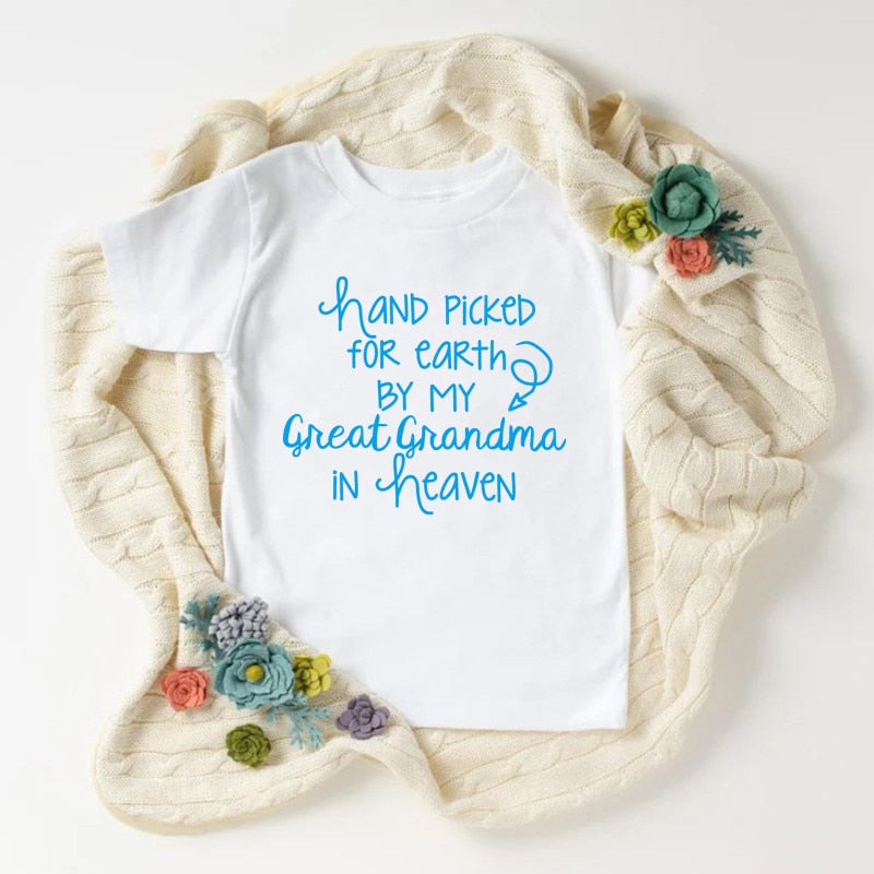 Hand Picked For Earth By My Great Grandma in Heaven Toddler T-shirt ...