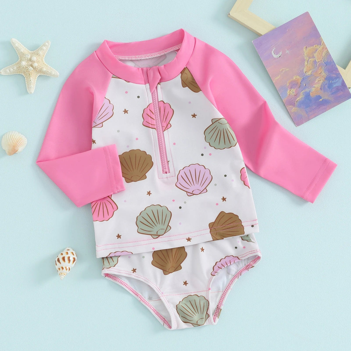 Seashells & Stars Swimsuit for Baby & Toddler Girls – Bitsy Bug Boutique