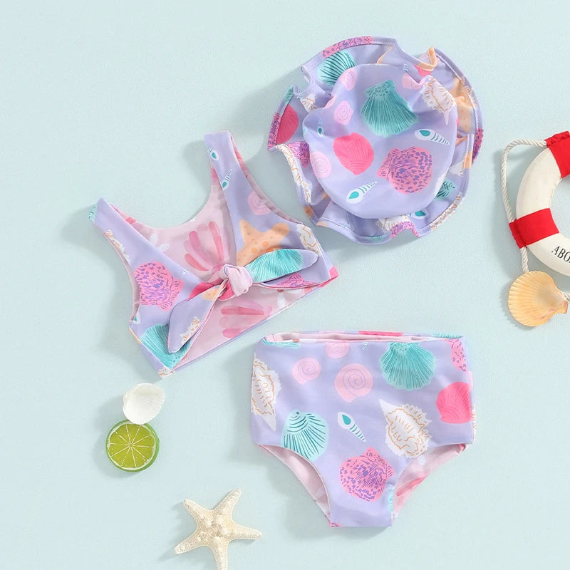 Summer Sea Shell Bikini & Hat for Baby & Toddler Girls – Bitsy Bug Boutique