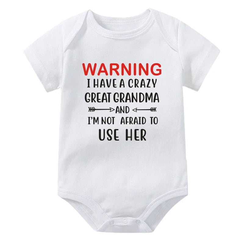 Warning Crazy Great Grandma Onesie for Baby Boys & Girls – Bitsy Bug ...