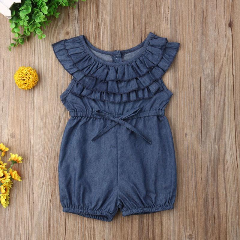 Denim Frilled Romper for Baby & Toddler Girls – Bitsy Bug Boutique